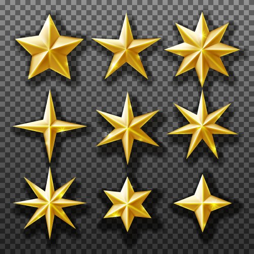 Gold Star Transparent Background Shiny And Realistic Gold Star Icon.
