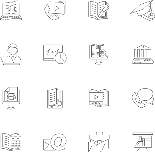 Education and learning thin line icons set Vector Image
