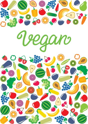 Vegetables and fruits icons rectangle frame Vector Image