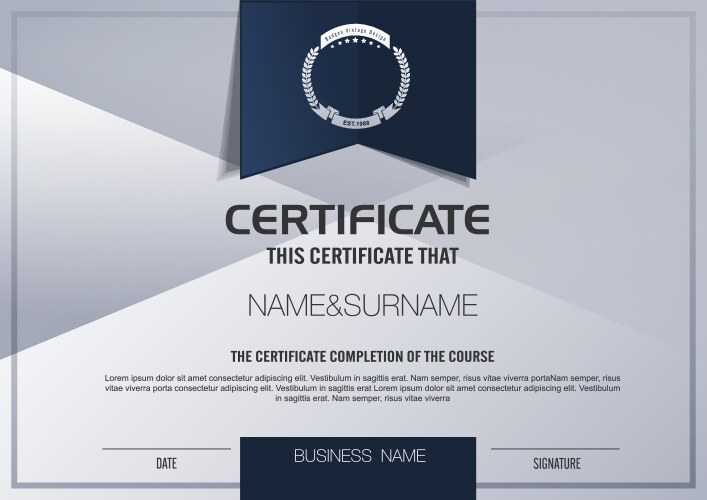 Blue elegance horizontal certificate template Vector Image