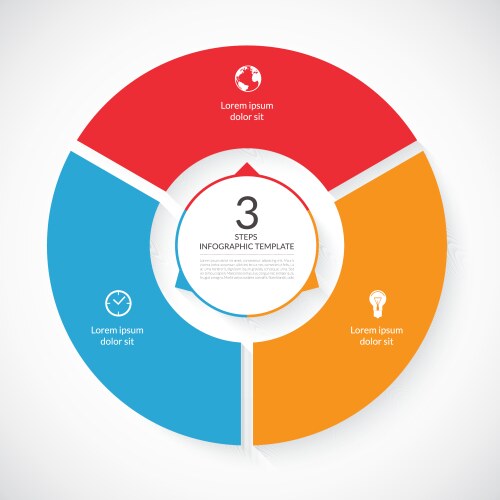 Circle diagram divided into 3 parts steps Vector Image