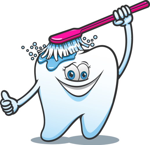 Cartoon tooth with toothbrush Royalty Free Vector Image