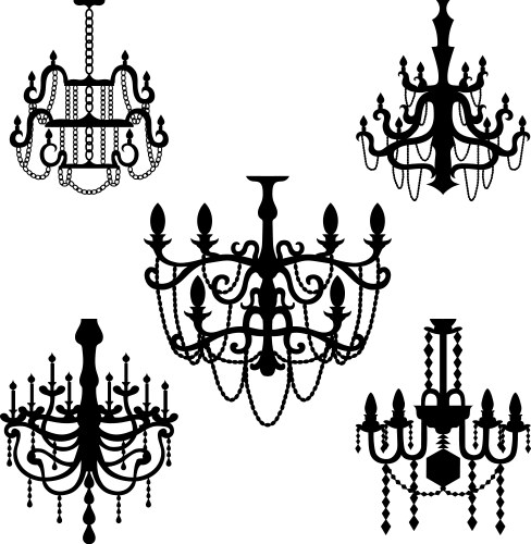Vintage Chandelier Silhouettes – Royalty-Free Vector | VectorStock