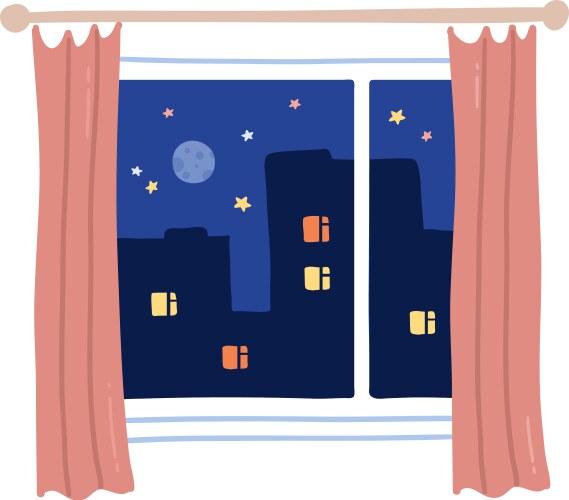 Cartoon window with curtains symbol icon design Vector Image