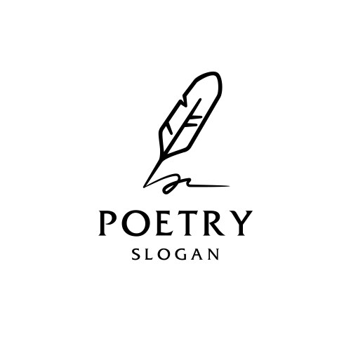 Feather quill pen golden ink logo Royalty Free Vector Image