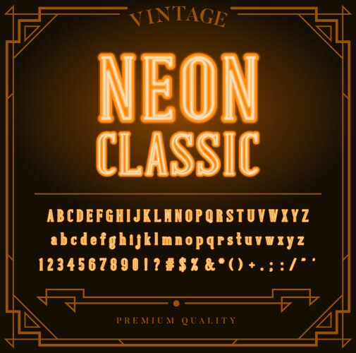 Neon isometric alphabet yellow color font Vector Image