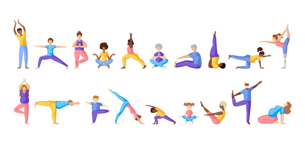 People practicing yoga Royalty Free Vector Image