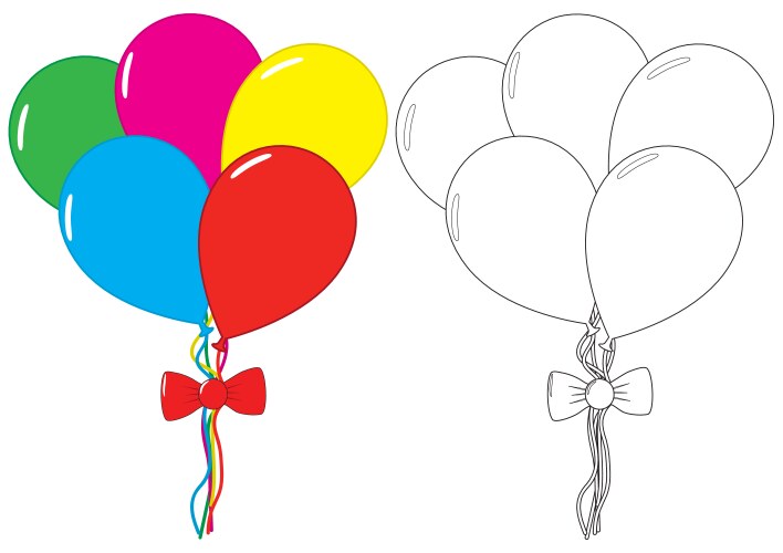 Bunch of Balloons Outline Vector Images (over 470)
