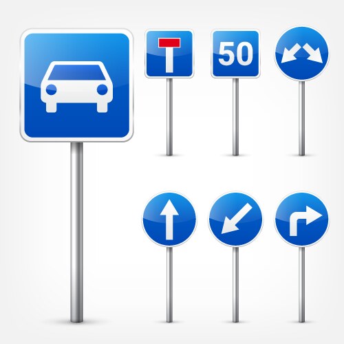 Road signs collection isolated on white background