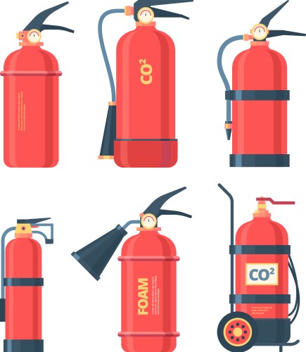 Realistic fire extinguishers set Royalty Free Vector Image