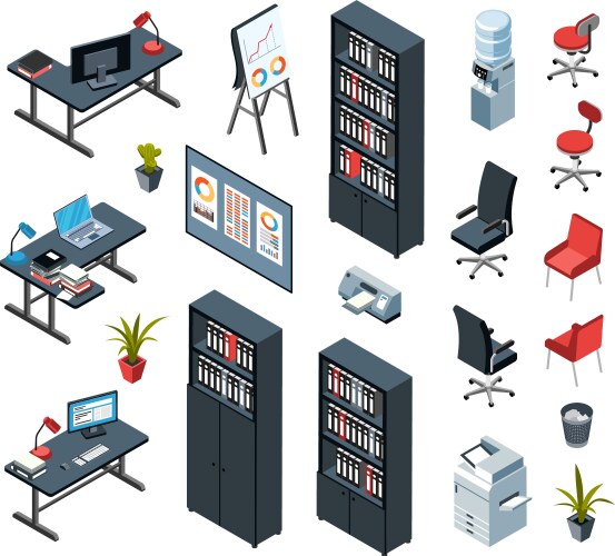 Interior isometric objects set Royalty Free Vector Image