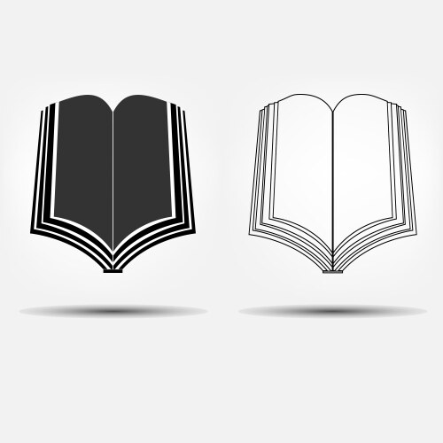 An open book on the table simple black outlines Vector Image