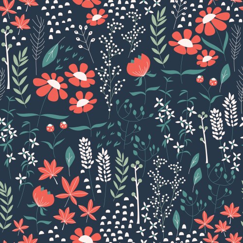 Floral vintage seamless pattern retro plants Vector Image