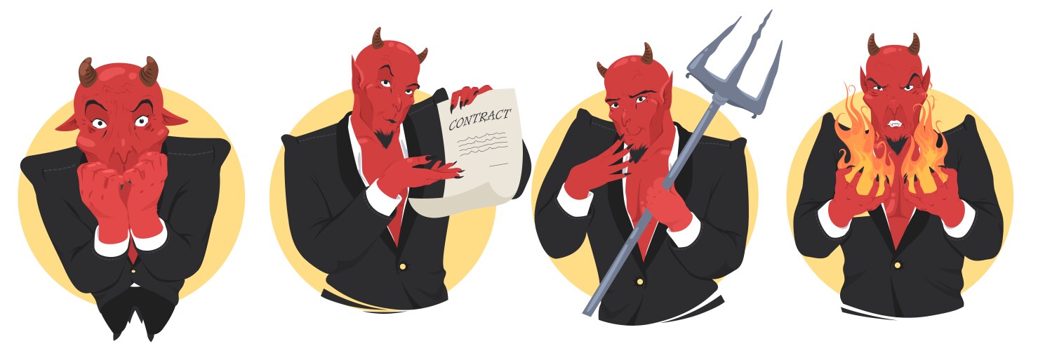 Emotional red devil goat creepy crap creature Vector Image