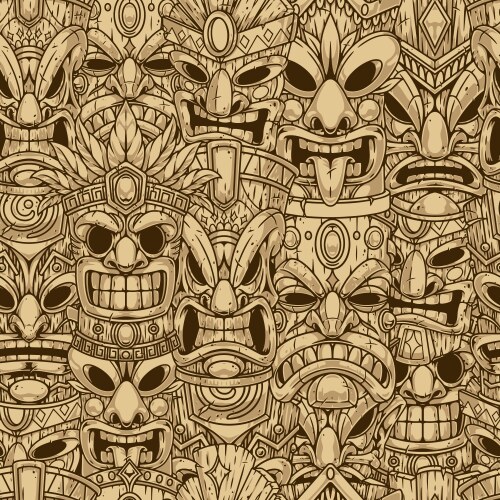 Polynesian tiki colorful seamless pattern Vector Image