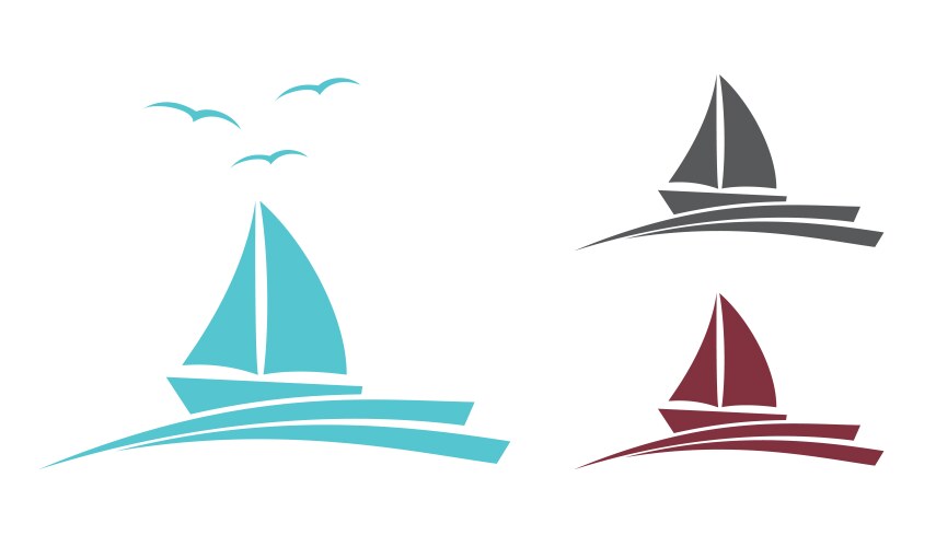 Sailboat ship icon in line art style on white Vector Image