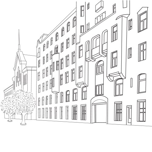 City street linear perspective sketch road view Vector Image