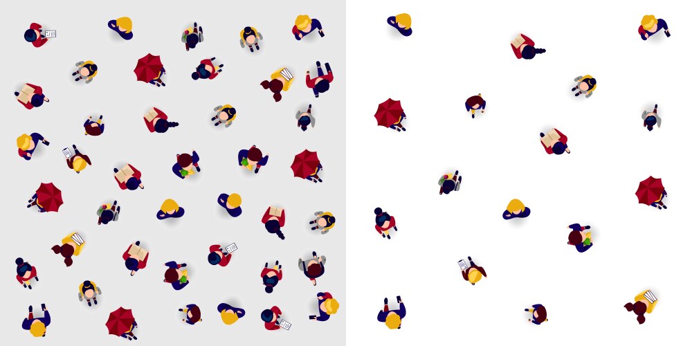 Gathering people group top view walking men Vector Image