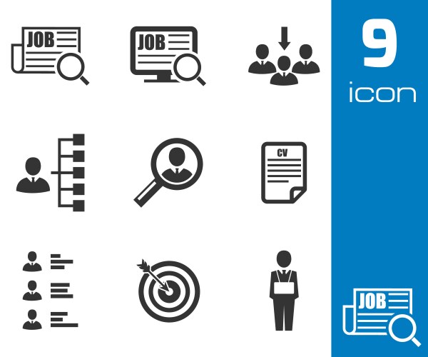 Recruitment career job icon set in thin line Vector Image