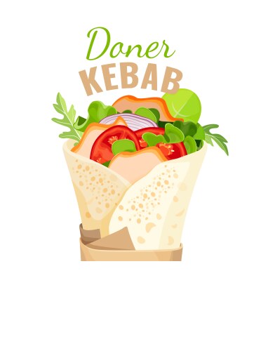 Doner kebab label colorful detailed Royalty Free Vector