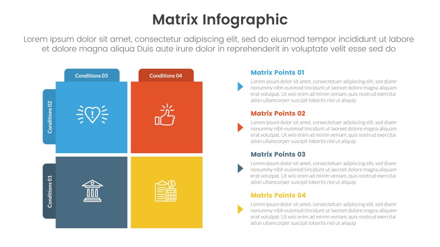 Matrix structure model template for infographic Vector Image
