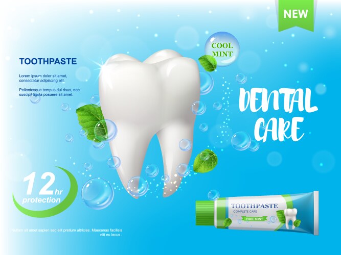 Toothpaste background dental poster design mint Vector Image