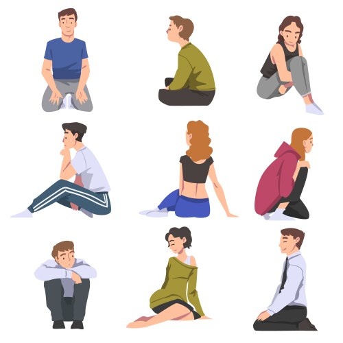 People sitting top view set 3 Royalty Free Vector Image