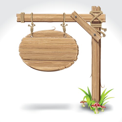 Wooden Sign with Rope Royalty Free Vector Image
