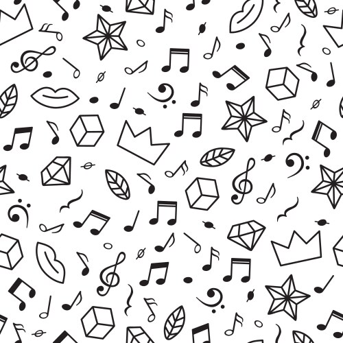 Seamless pattern with music notes hand drawn Vector Image