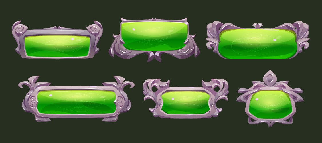 Game button with silver ornate frame Royalty Free Vector