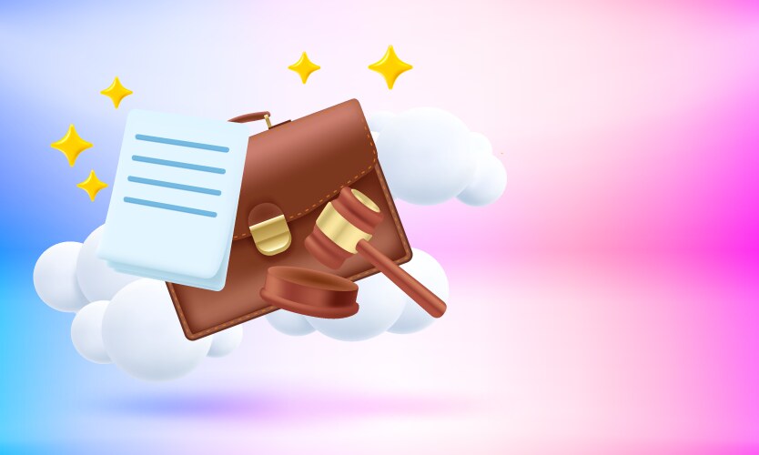 Judicial hammer briefcase and verdict Royalty Free Vector