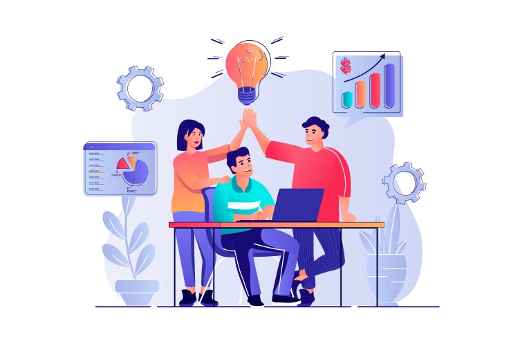Teamwork concept Royalty Free Vector Image - VectorStock