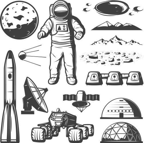 Vintage space astronautics shuttle flight Vector Image