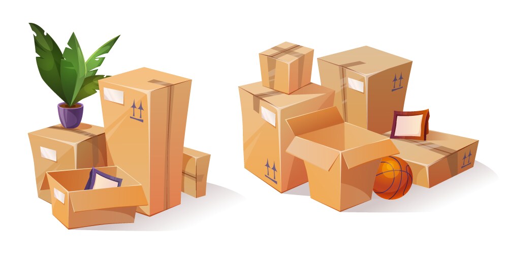 Cardboard boxes Royalty Free Vector Image - VectorStock