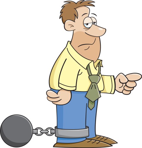 Cartoon ball and chain man with a sign Royalty Free Vector