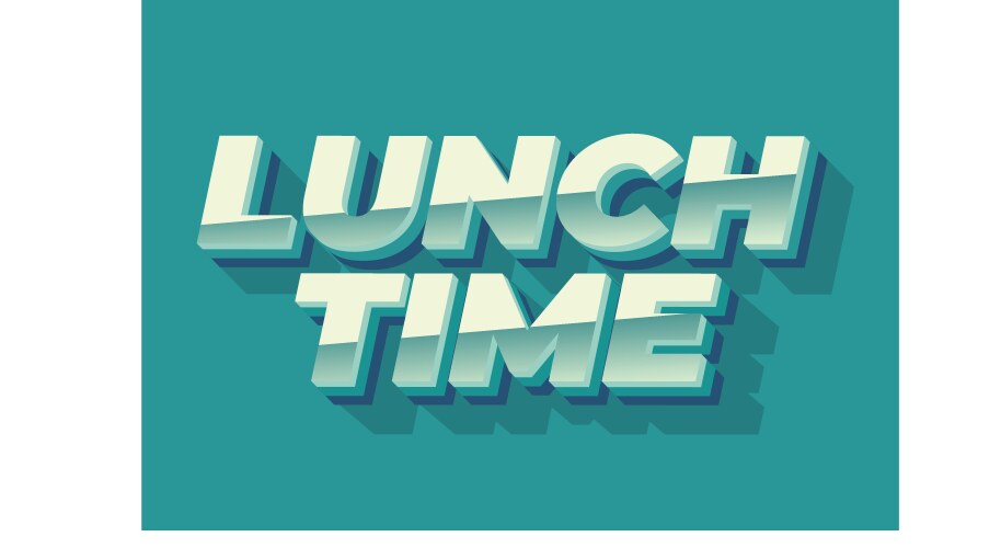 Lunch time text effect in 3d style with good Vector Image