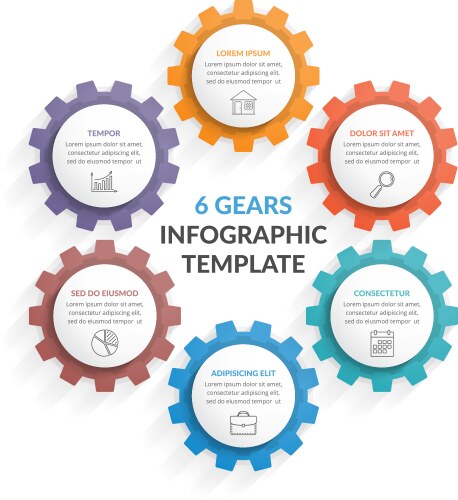 Gears infographics cogs gearing process planning Vector Image