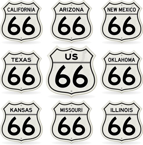 Route 66 vintage signs Royalty Free Vector Image