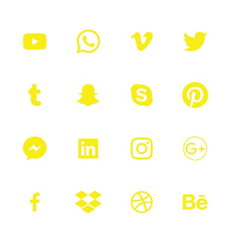 White social media icons reverse alphabetical Vector Image