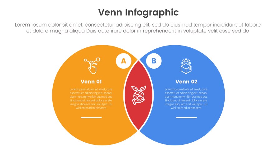 Venn diagram infographic template banner with big Vector Image