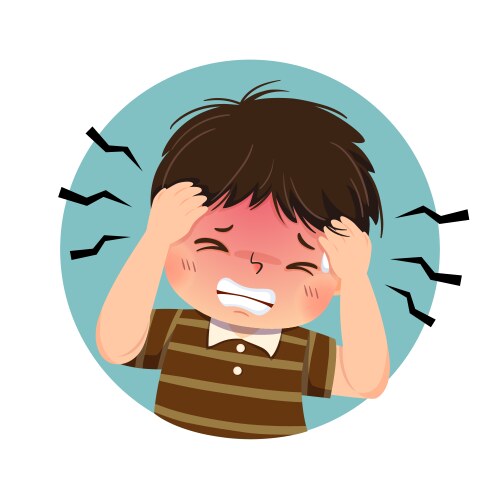 Cartoon boy having cold and fever Royalty Free Vector Image