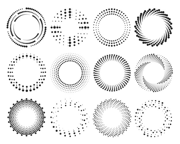 Dot circle pattern halftone circular burst Vector Image