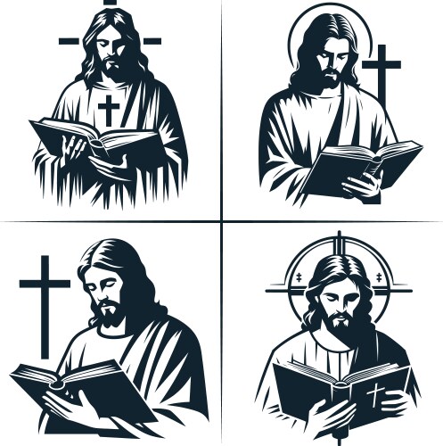 Jesus christ cross jesus praying Royalty Free Vector Image
