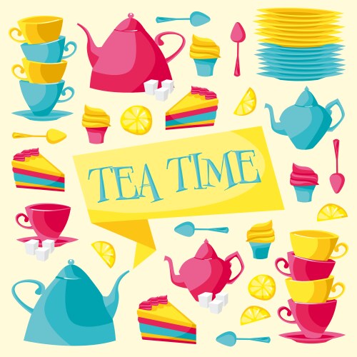 Tea time pattern Royalty Free Vector Image - VectorStock