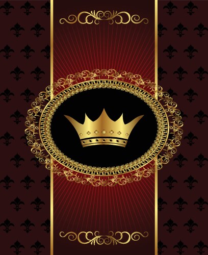Gold invitation frame with heraldic crown Vector Image