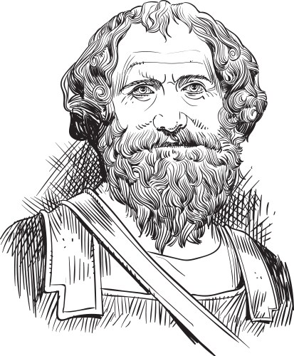 Euclides portrait in line art Royalty Free Vector Image