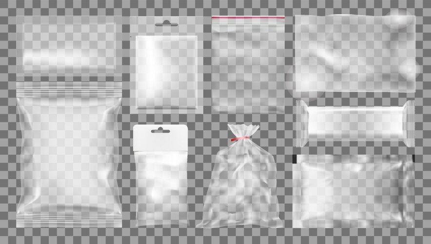 Big set of transparent empty plastic packaging Vector Image