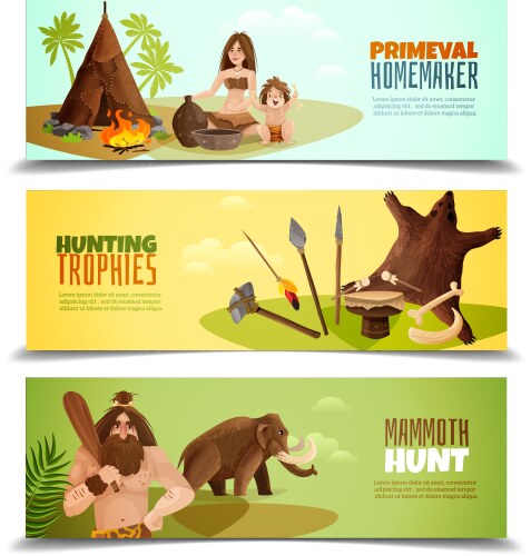 Stone age banners Royalty Free Vector Image - VectorStock