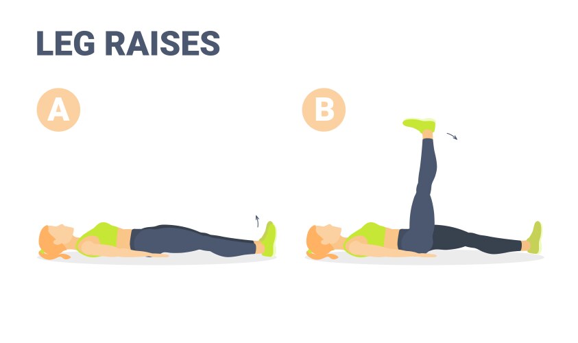 Man doing lying crossover leg lift exercise Vector Image