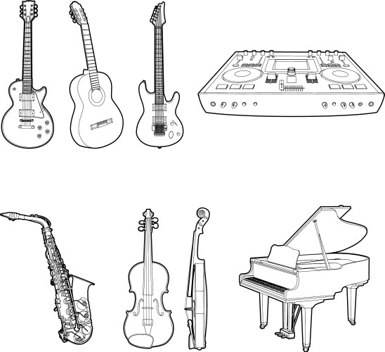 Guitar set Royalty Free Vector Image - VectorStock